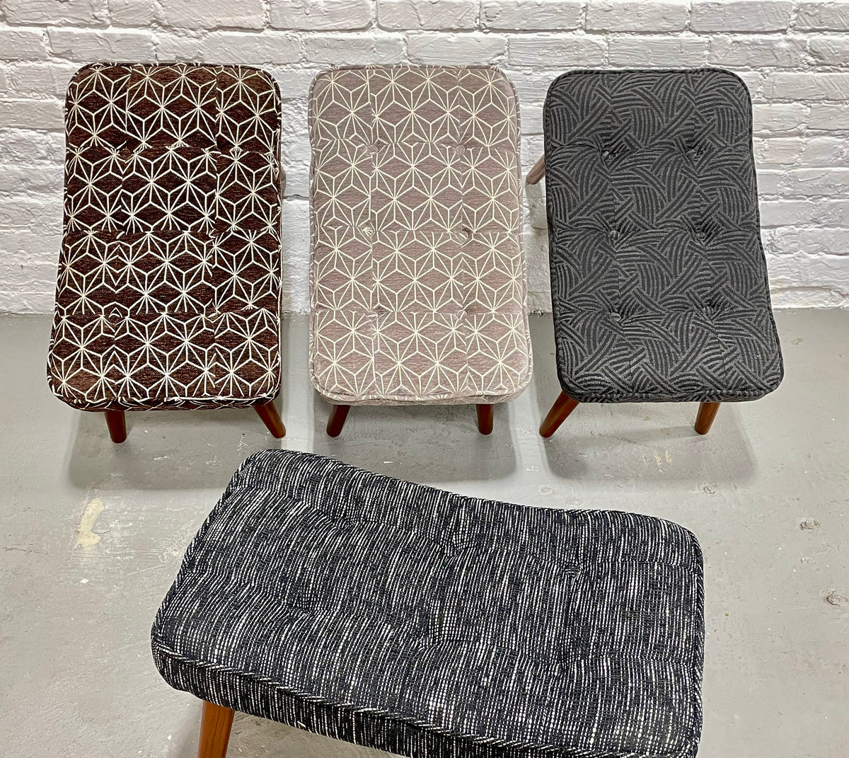 HANDCRAFTED Mid Century MODERN styled Teak OTTOMAN / Footstool / Bench ...
